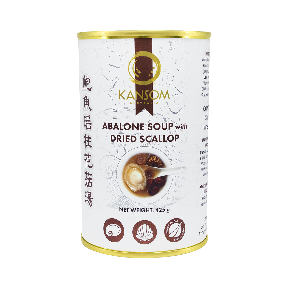 AUSTRALIA ABALONE SOUP WITH DRIED SCALLOP 425G Wild Abalone AUSTRALIA ABALONE SOUP WITH DRIED SCALLOP 425G Wild Abalone